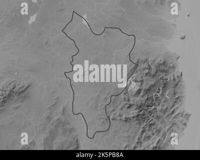 Kildare, county of Ireland. Grayscale elevation map with lakes and ...