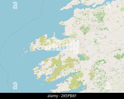 Kerry, county of Ireland. Open Street Map. Locations and names of major ...