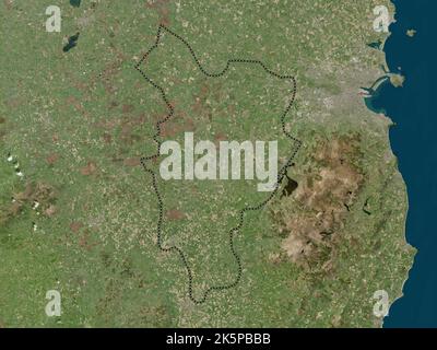 Kildare, county of Ireland. Low resolution satellite map. Locations of ...