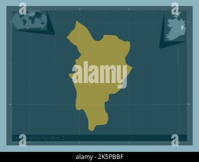 Kildare, county of Ireland. Solid color shape. Locations and names of ...