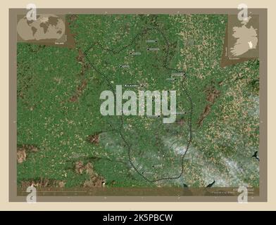 Kilkenny, county of Ireland. High resolution satellite map. Locations ...