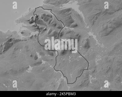 Leitrim, county of Ireland. Grayscale elevation map with lakes and ...