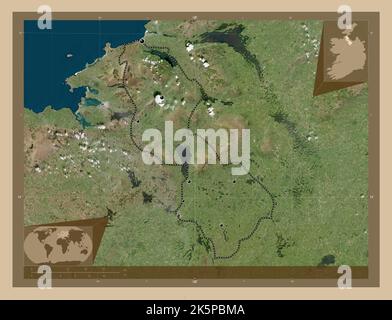Leitrim, county of Ireland. Low resolution satellite map. Corner ...