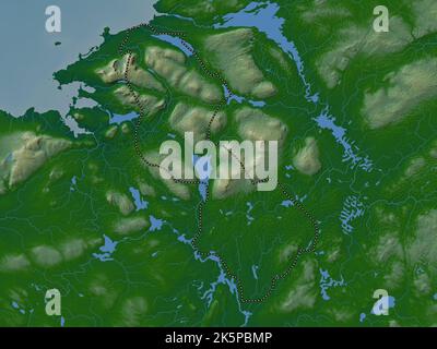 Leitrim, county of Ireland. Elevation map colored in wiki style with ...