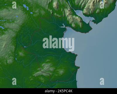 Louth, county of Ireland. Colored elevation map with lakes and rivers ...