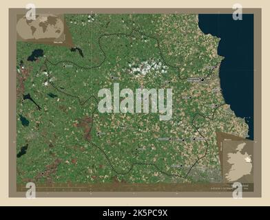 Meath, county of Ireland. High resolution satellite map. Locations of ...