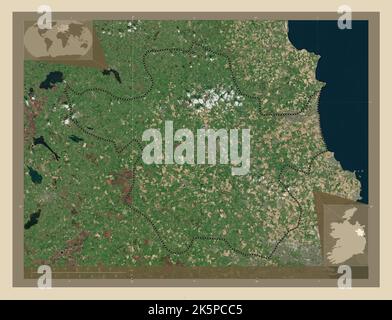 Meath, county of Ireland. High resolution satellite map. Locations and ...