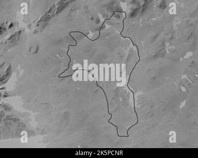 Roscommon, county of Ireland. Grayscale elevation map with lakes and ...