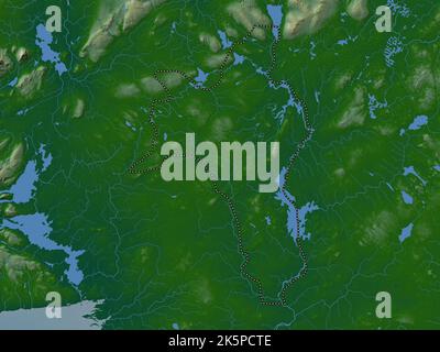 Roscommon, county of Ireland. Colored elevation map with lakes and ...