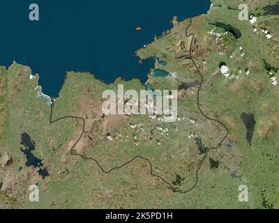 Sligo, county of Ireland. Low resolution satellite map. Locations of ...