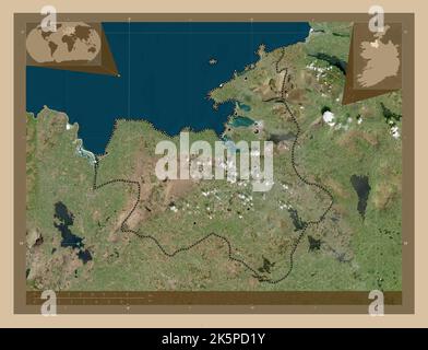 Sligo, county of Ireland. Low resolution satellite map. Corner ...