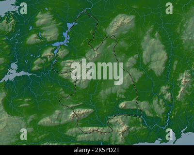Tipperary, county of Ireland. Colored elevation map with lakes and ...