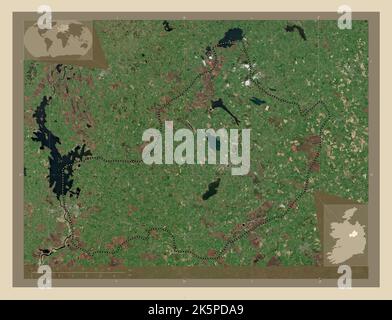 Westmeath, county of Ireland. High resolution satellite map. Locations ...