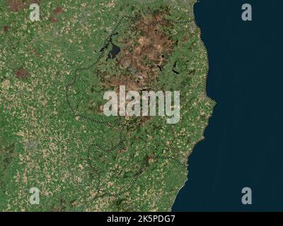 Wicklow, county of Ireland. High resolution satellite map. Locations ...