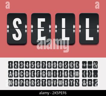 Flip countdown timer font with shadows isolated on transparent ...