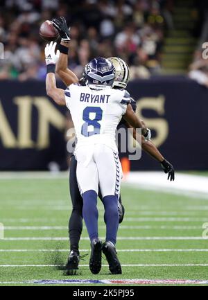 Seattle Seahawks cornerback Coby Bryant (8) runs down the field during ...