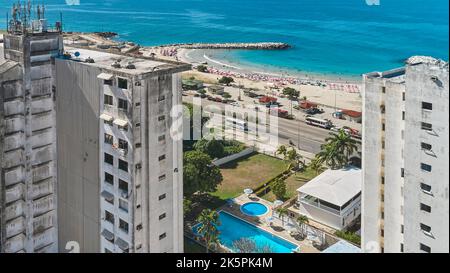 Aerial Panoramic view of Caraballeda de la Costa coastline, Vargas ...