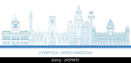 Uk. Liverpool architecture line skyline illustration. Linear vector ...