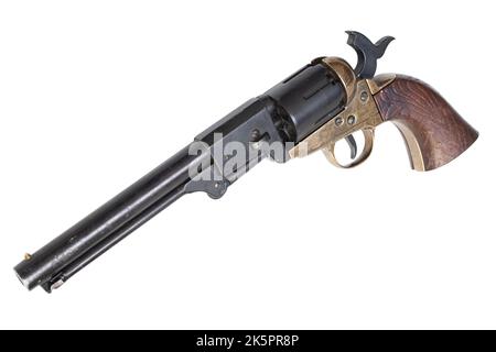 Old west cocked revolver - colt single action army isolated on white ...