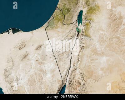 HaDarom, district of Israel. Low resolution satellite map. Corner ...