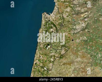 Haifa, district of Israel. Low resolution satellite map. Locations of ...