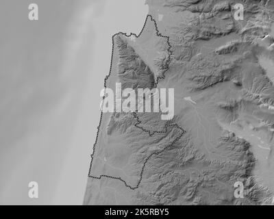 Haifa, district of Israel. Grayscale elevation map with lakes and ...