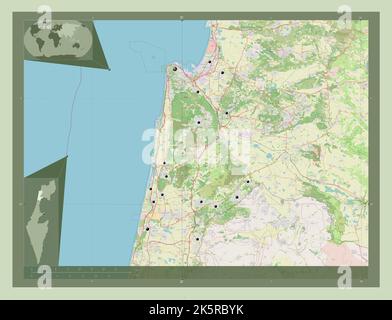 Haifa, district of Israel. Open Street Map. Locations and names of ...