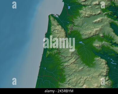 Haifa, district of Israel. Colored elevation map with lakes and rivers ...