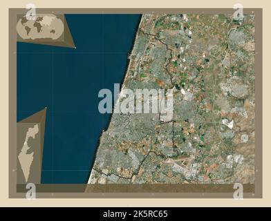 Tel Aviv, district of Israel. High resolution satellite map. Locations ...