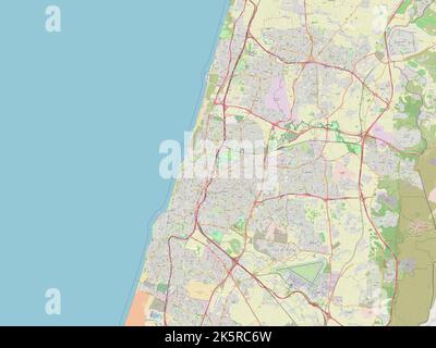 Tel Aviv, district of Israel. Open Street Map. Locations of major ...