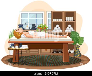 Woman getting hot stone massage illustration Stock Vector Image & Art ...