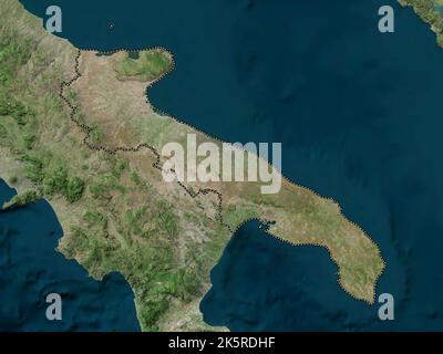 Apulia, region of Italy. High resolution satellite map. Locations of ...