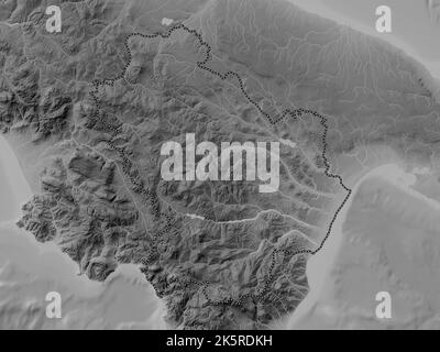 Basilicata, region of Italy. Grayscale elevation map with lakes and ...