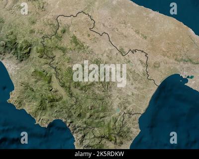 Basilicata, region of Italy. Low resolution satellite map. Locations ...