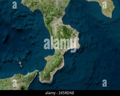 Calabria, region of Italy. High resolution satellite map. Locations and ...