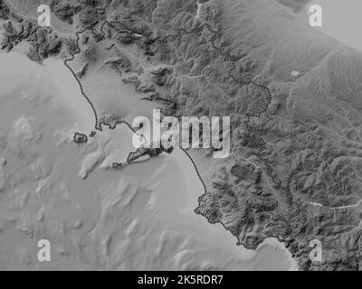 Campania, region of Italy. Grayscale elevation map with lakes and ...