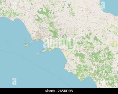 Campania, region of Italy. Open Street Map. Locations and names of ...