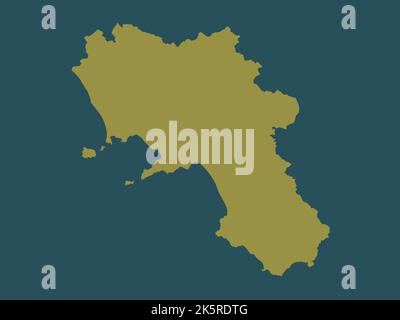 Campania, region of Italy. Solid color shape. Locations of major cities ...