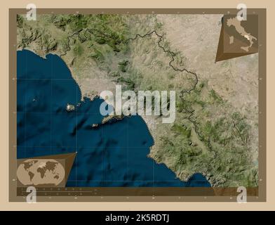 Campania, region of Italy. Low resolution satellite map Stock Photo - Alamy