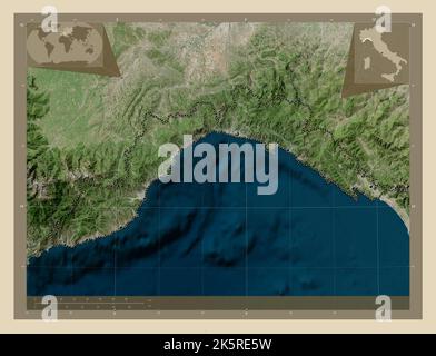 Liguria, region of Italy. High resolution satellite map Stock Photo - Alamy