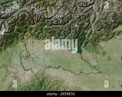Lombardia, region of Italy. High resolution satellite map. Locations ...