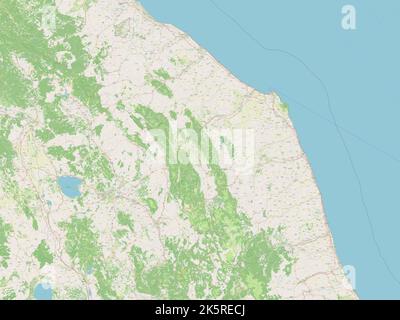 Marche, region of Italy. Open Street Map. Locations of major cities of ...