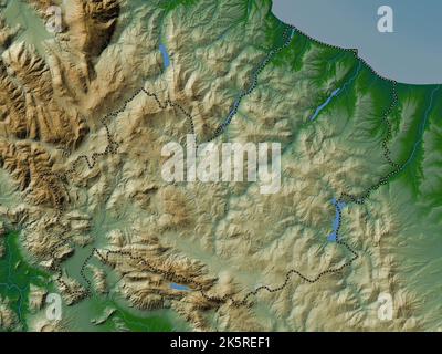 Molise, region of Italy. Colored elevation map with lakes and rivers ...