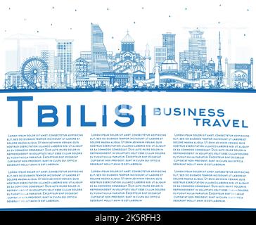 Outline Skyline panorama of city of Tbilisi, Georgia - vector ...