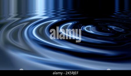 3D liquid ripples or VFX blue shiny waves substance with a metallic ...