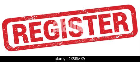REGISTER text written on red rectangle stamp sign Stock Photo - Alamy