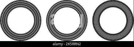 Auto tire tread circle frames set. Car and motorcycle tire pattern ...