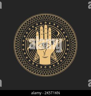 Esoteric and occult pentagram, mason or tarot symbol. Vector sacred ...