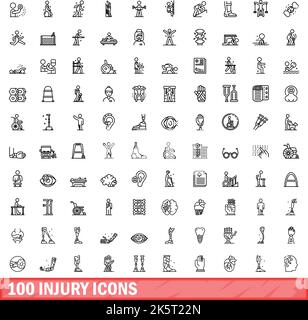 100 injury icons set. Outline illustration of 100 injury icons vector ...