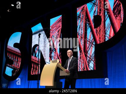 First Minister John Swinney gives a speech at the Quality Meat Scotland ...